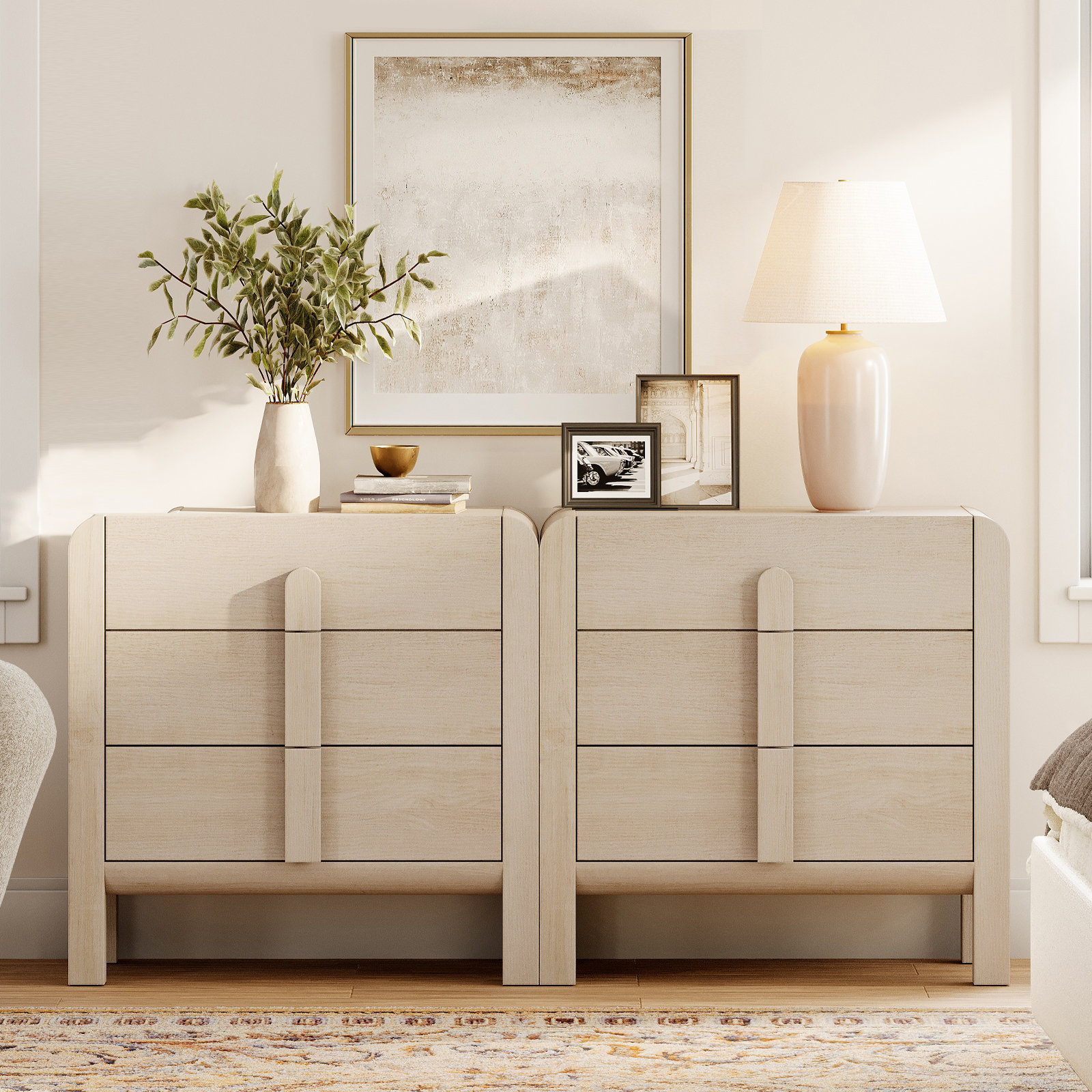 Ebern Designs Adora Set Of 2 Teen Dresser For Bedroom With 6 Drawers,63" Wide Modern Chest Of ...